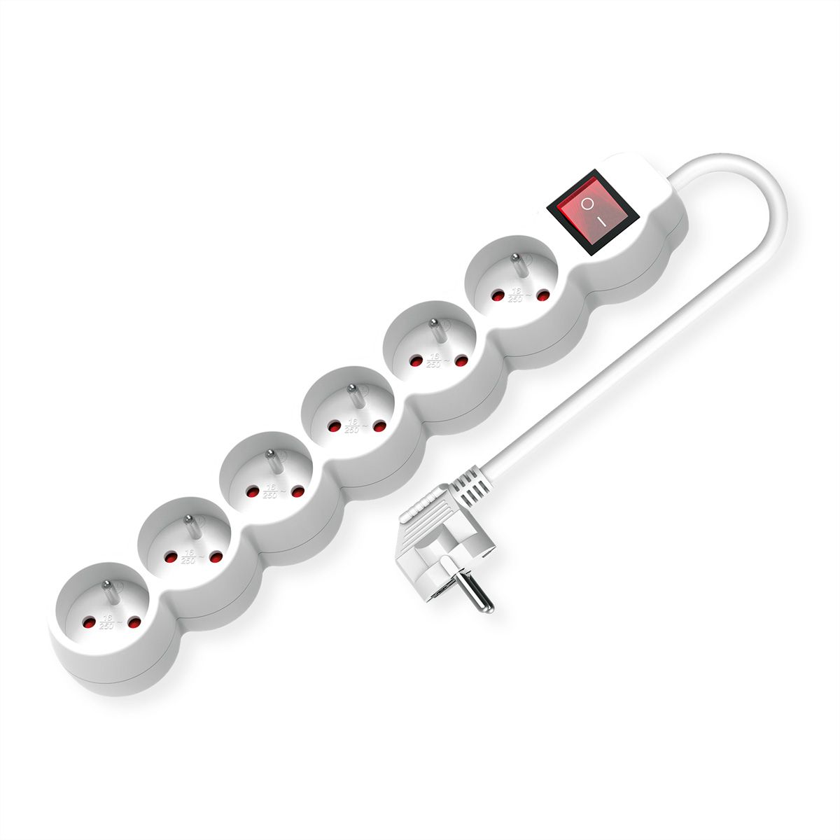 VALUE French Power Strip, 6-way, with illuminated Switch, white, 1.5 m ...