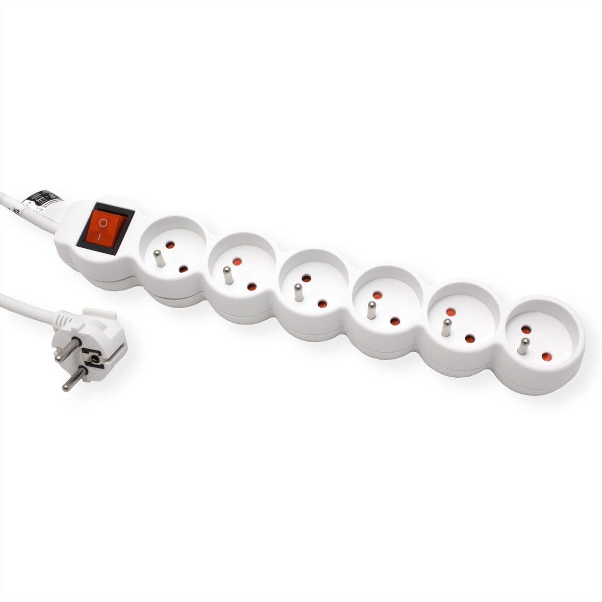 VALUE French Power Strip, 6-way, with illuminated Switch, white, 1.5 m ...