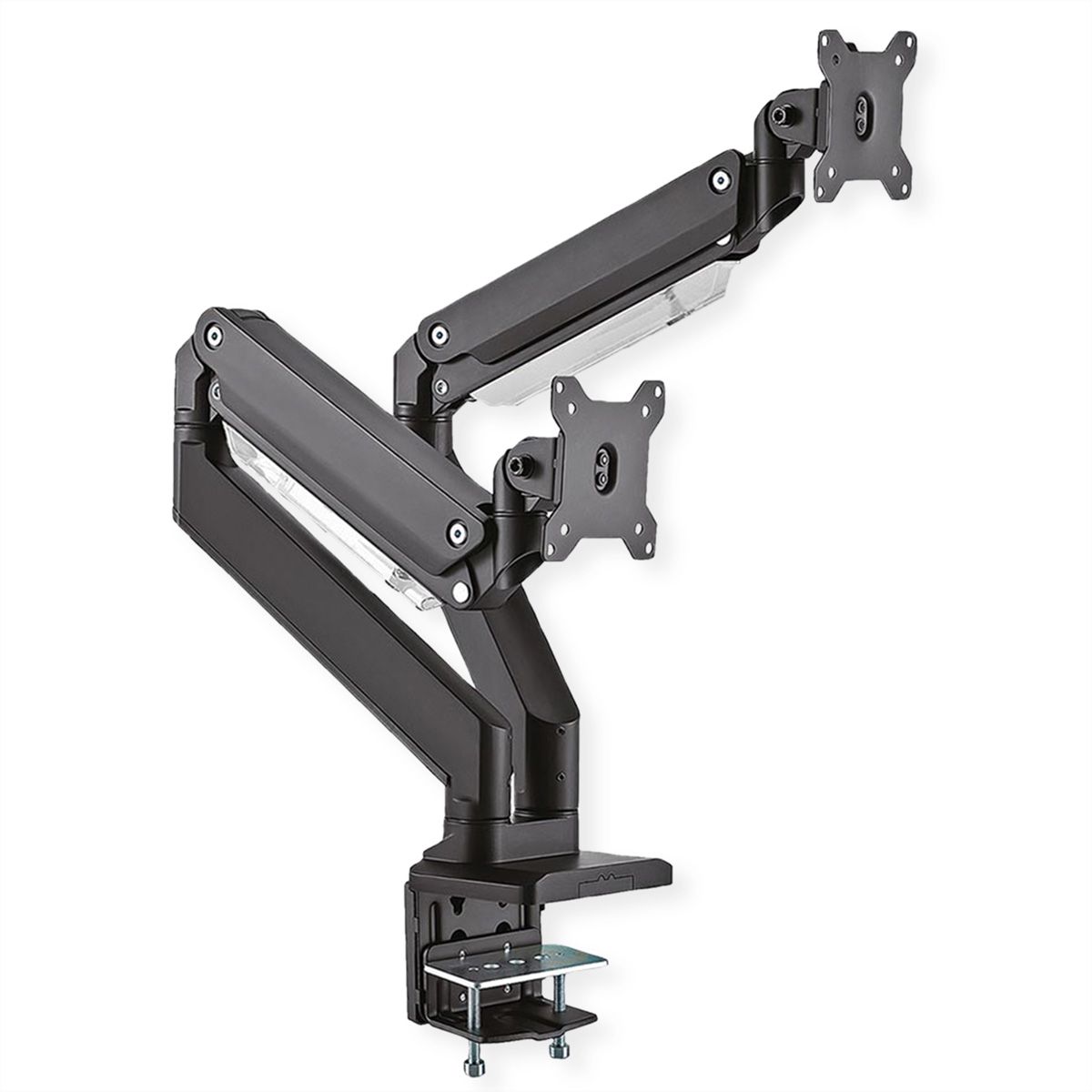 ROLINE Dual LCD Monitor Stand Pneumatic, Desk Clamp, Pivot, 5 Joints ...