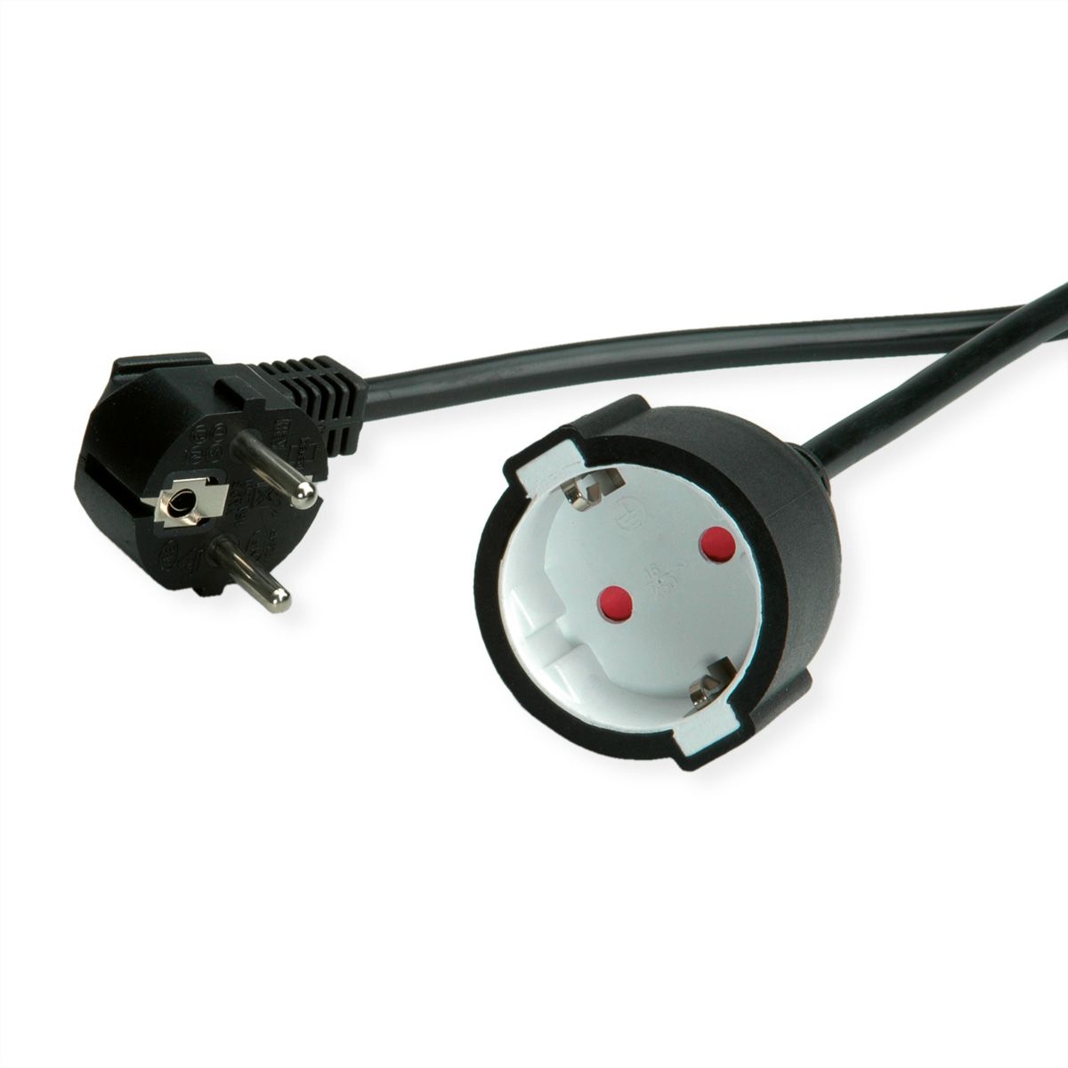 VALUE Extension Cable with 3P. German connectors, AC 230V, black, 5 m ...