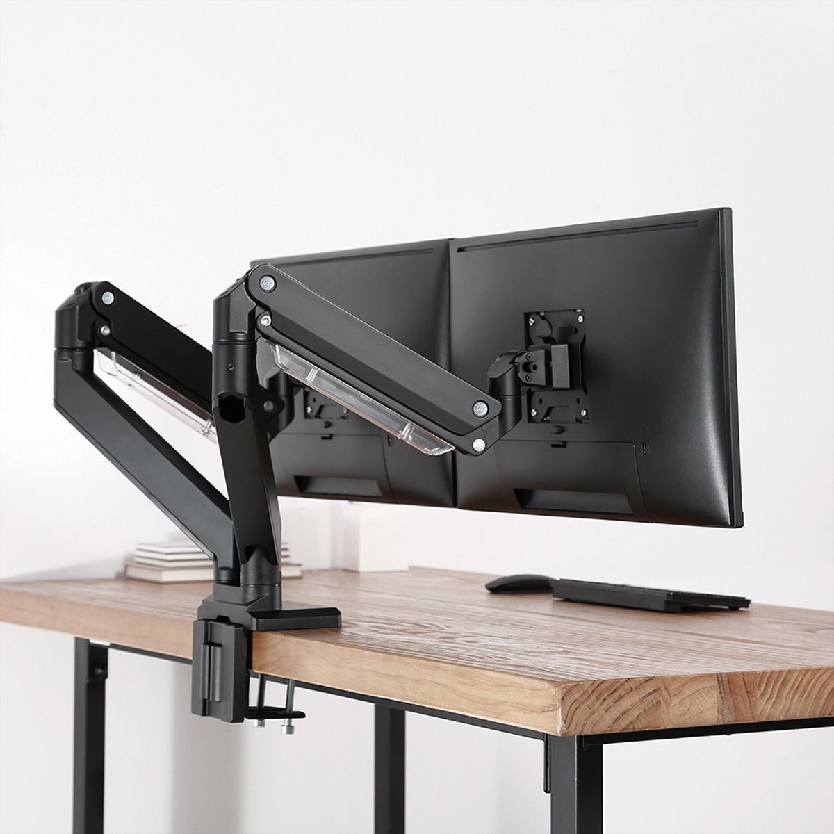 ROLINE Dual LCD Monitor Stand Pneumatic, Desk Clamp, Pivot, 5 Joints ...