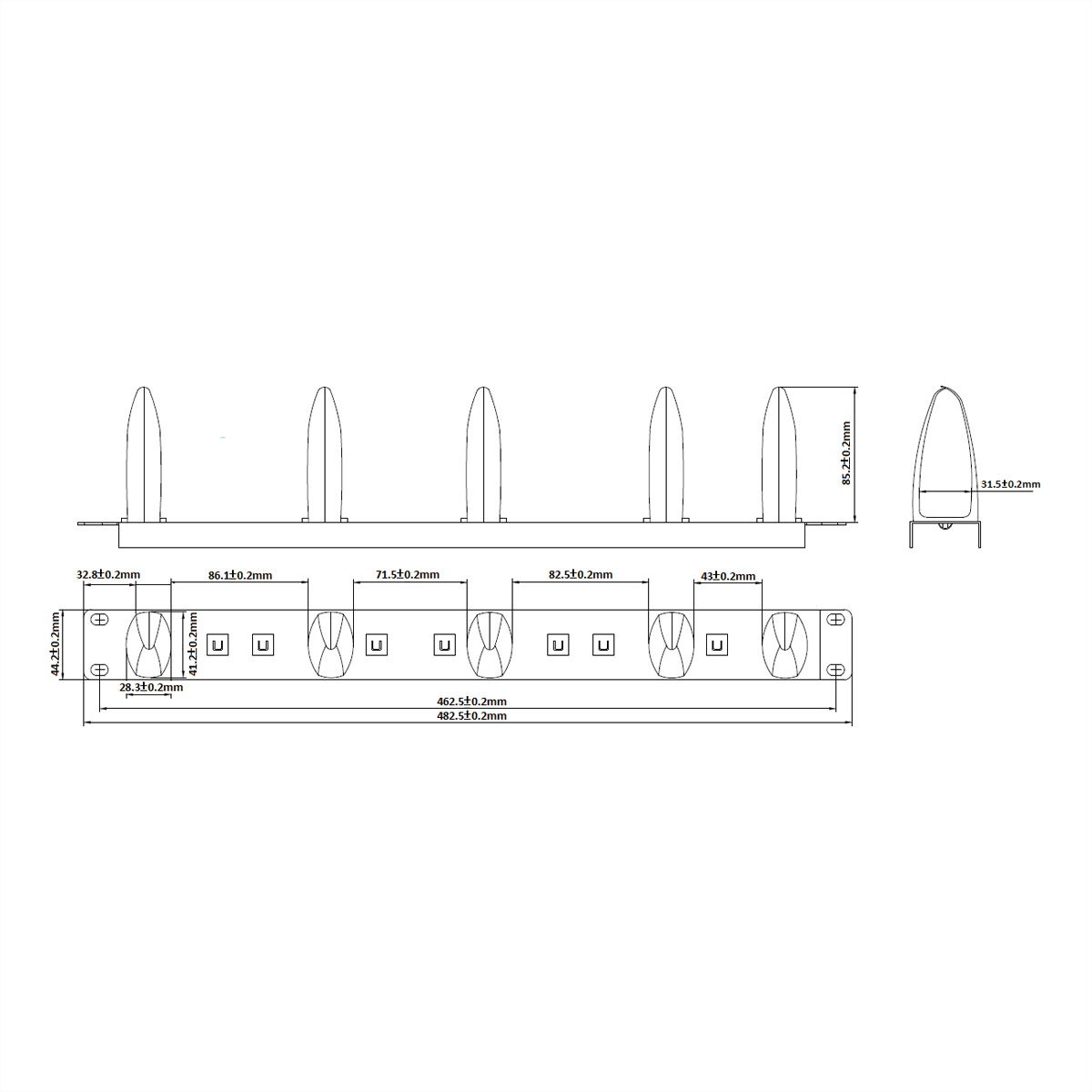 VALUE 19" Cable Management plate with Horizontal/Vertical Cable Rings ...