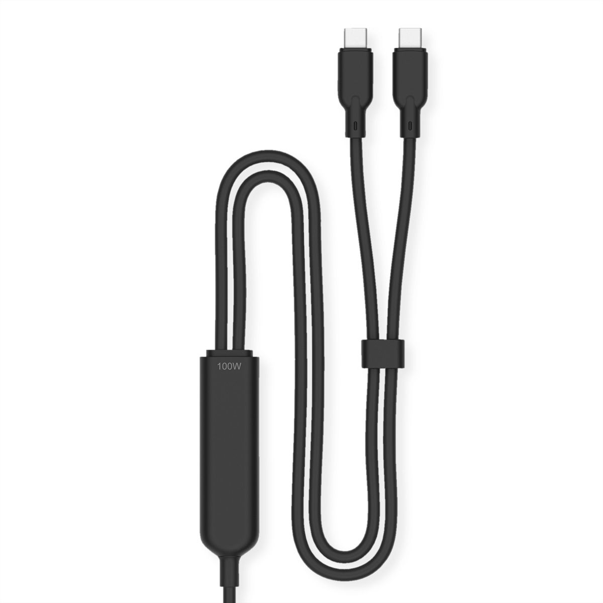 VALUE USB 2.0 Y-Splitter Charging Cable, 1x C to 2x C, max. 100W, black ...