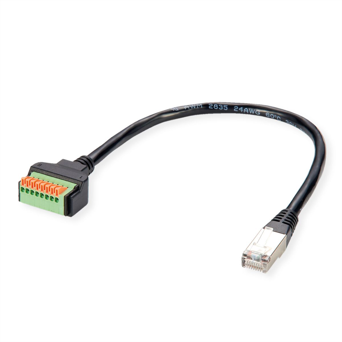 ROLINE Cable Adapter, RJ45 Plug to Terminal Block (push-button), 30 cm ...