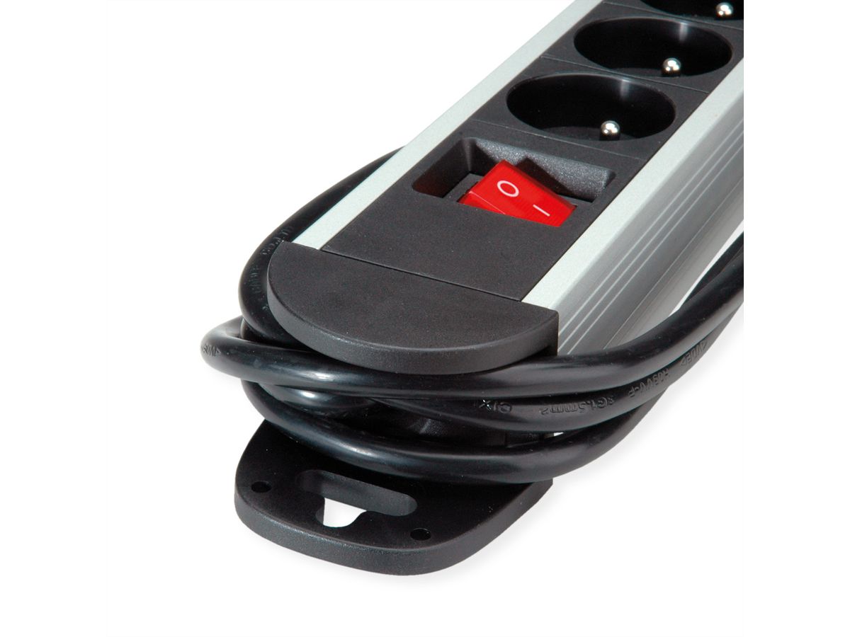 ROLINE Power Strip, 6-way, with Switch, Aluminium Housing, for France ...