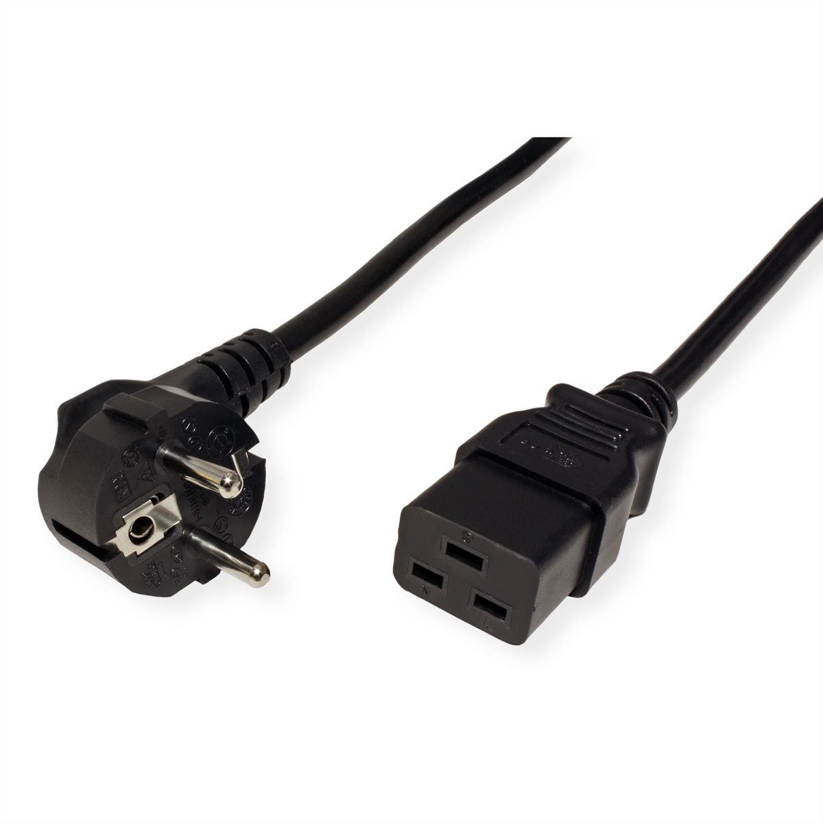 ROLINE Power Cord 3P German Connector, IEC320 - C19 16A, black, 3 m ...
