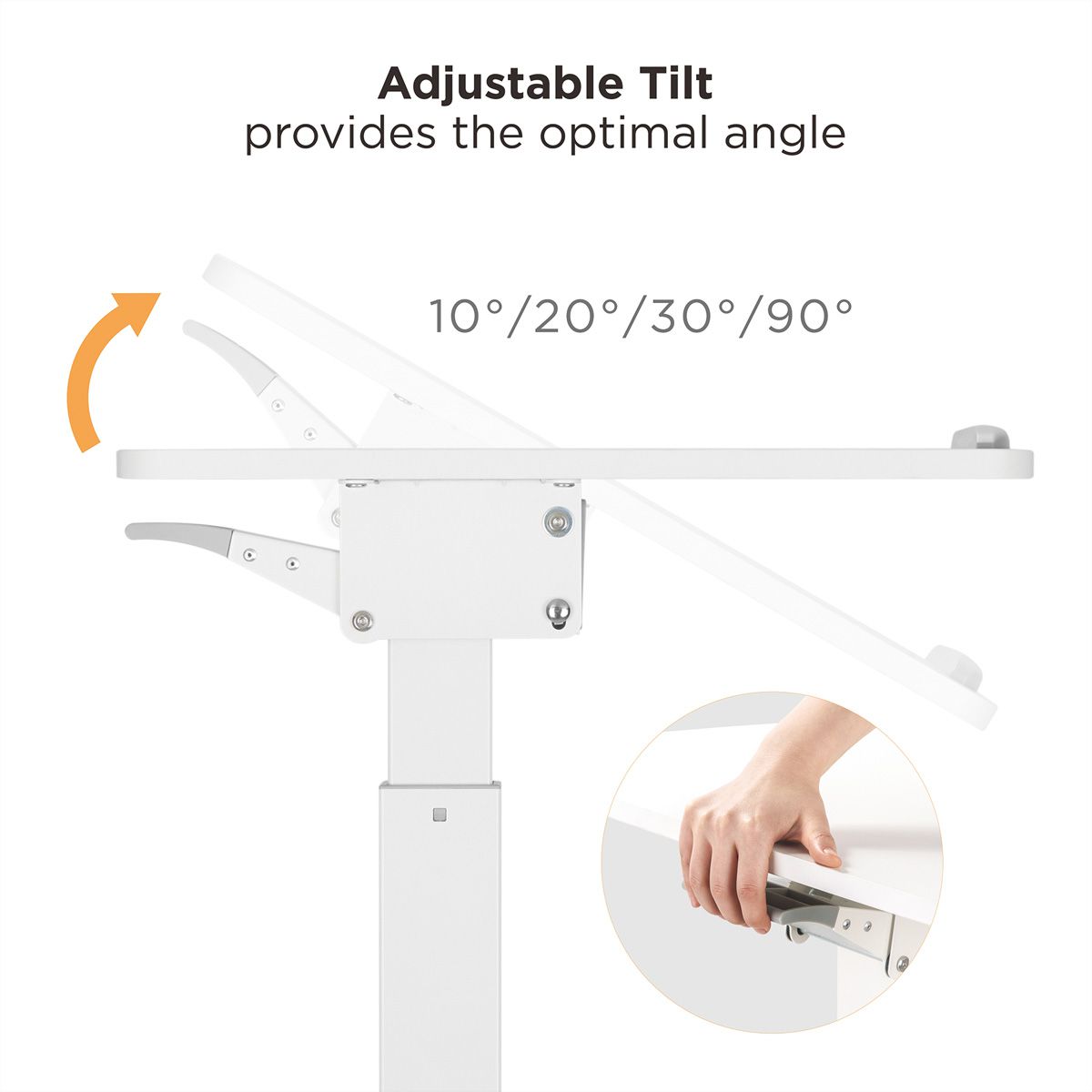 ROLINE PC Standing Workstation, height adjustable, tiltable, white ...