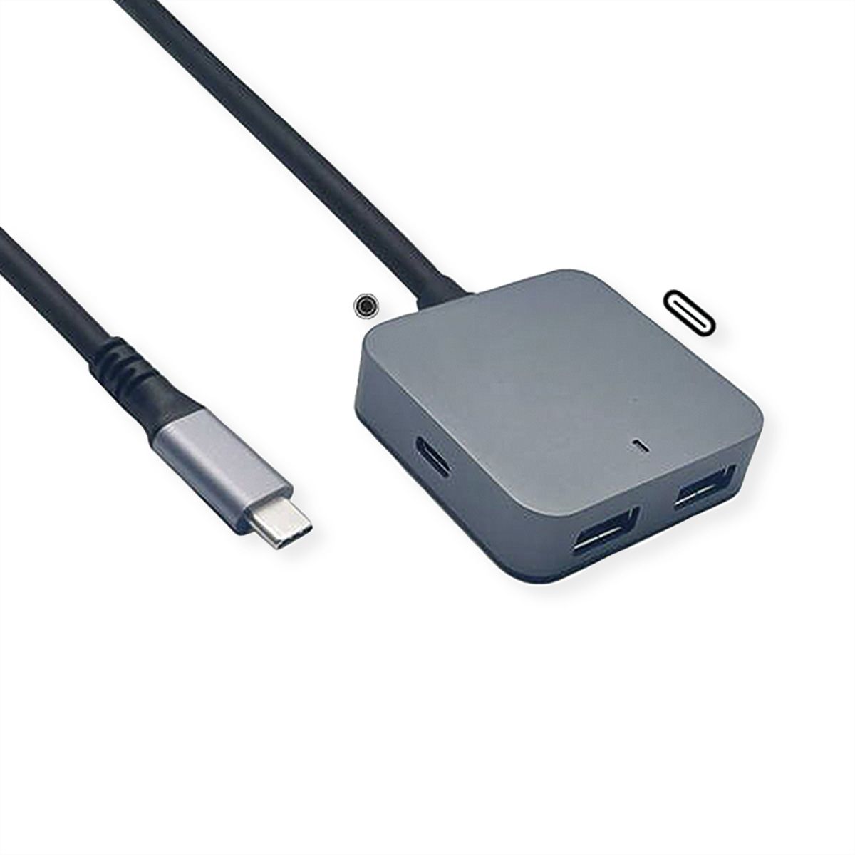 VALUE USB 3.2 Gen 2 Hub, 4 Ports (2x A + 2x C), with Extension Cable, 3 ...