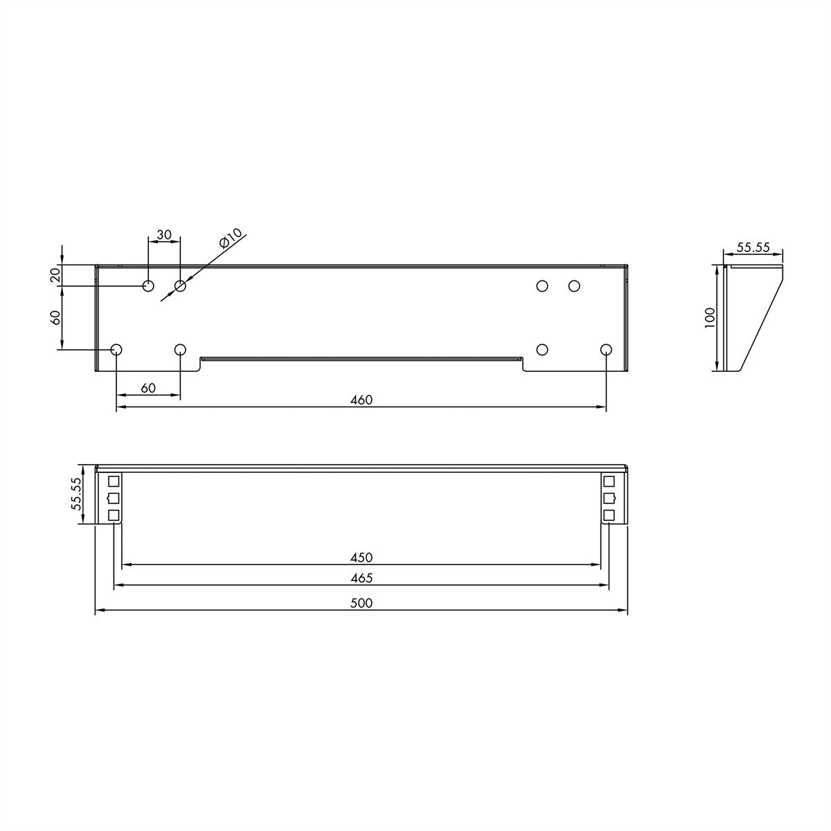 Vertical Wall Mount Bracket/Under Desk Mount, 1U, black - SECOMP ...