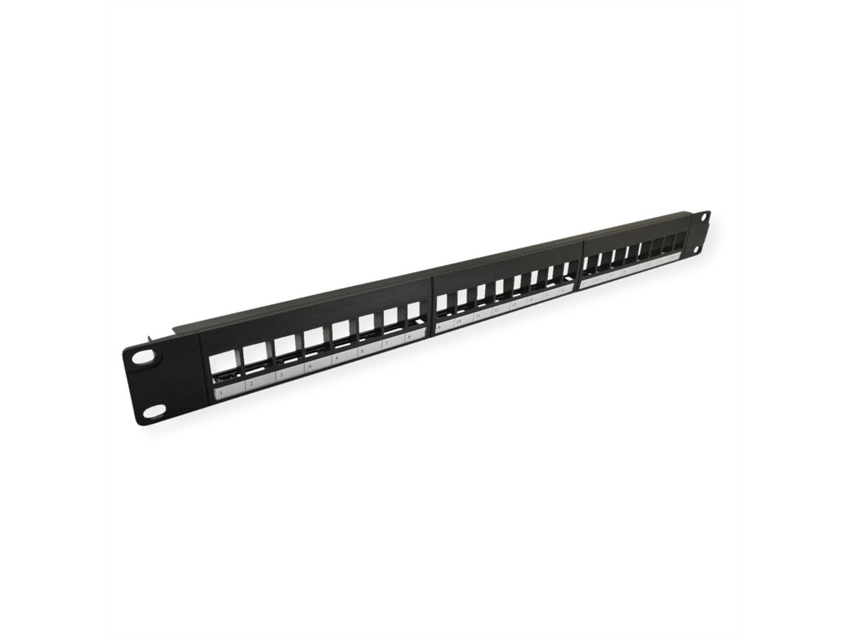 VALUE Keystone 19'' Module Frame, 24 ports, unshielded, 1U, 3-piece-type, black - SECOMP ...