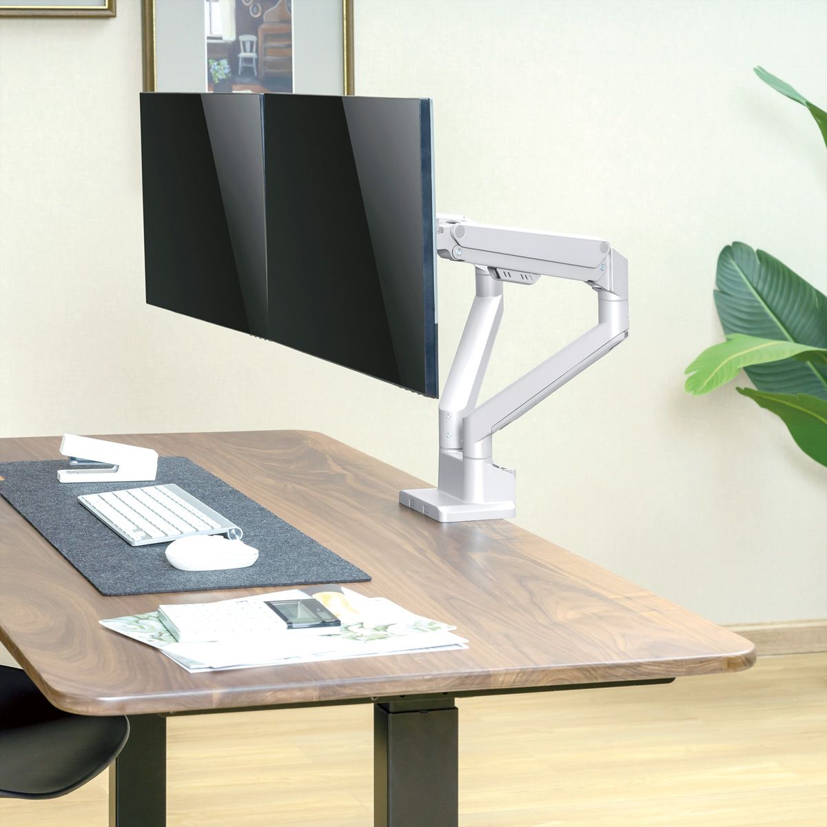 ROLINE Dual LCD Monitor Stand Pneumatic, Desk Clamp, Pivot, 2 Joints ...