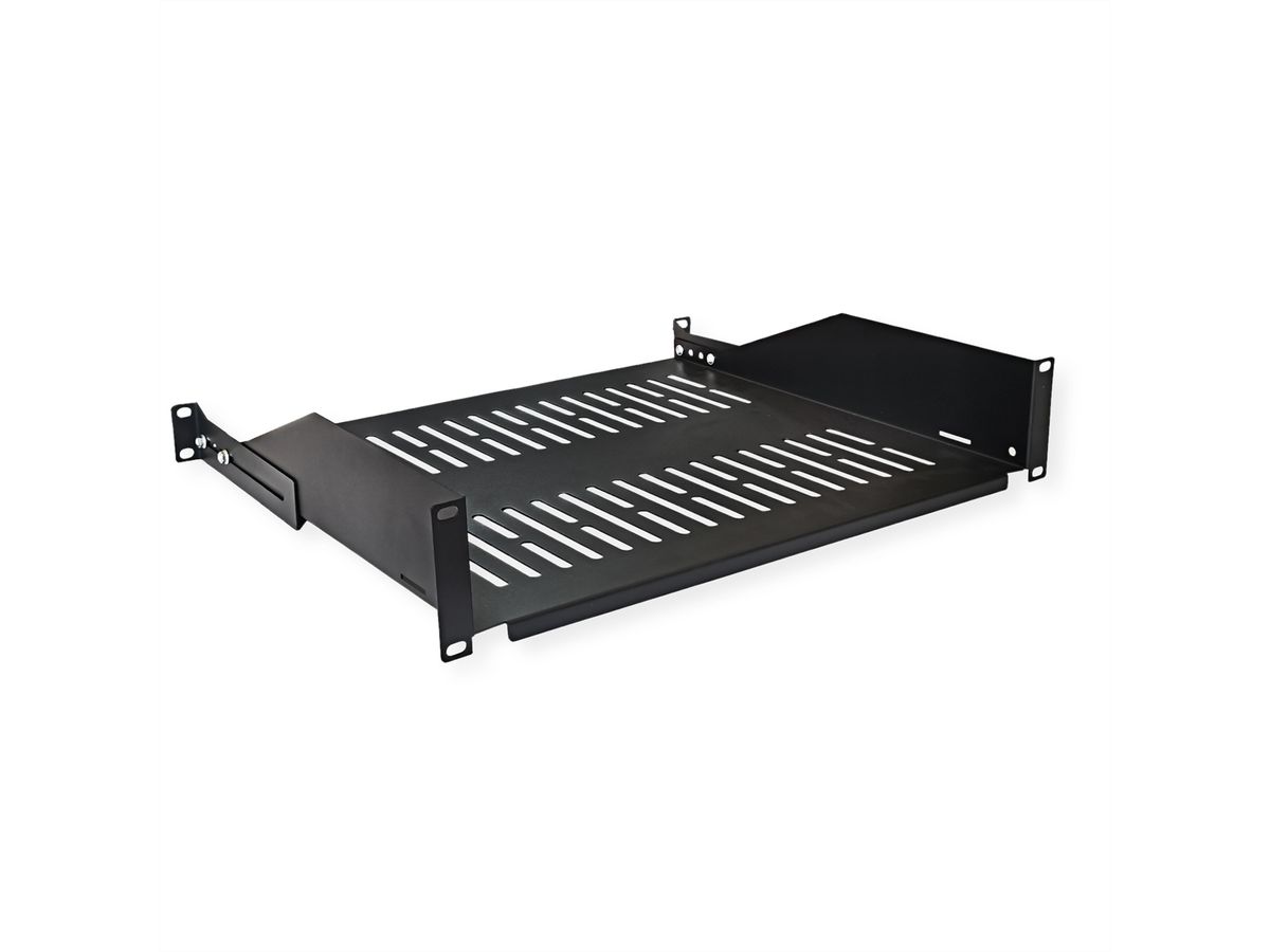 VALUE 19"-Fixed Shelf, 485 x 400mm, 2U, max. 25kg, black - SECOMP ...