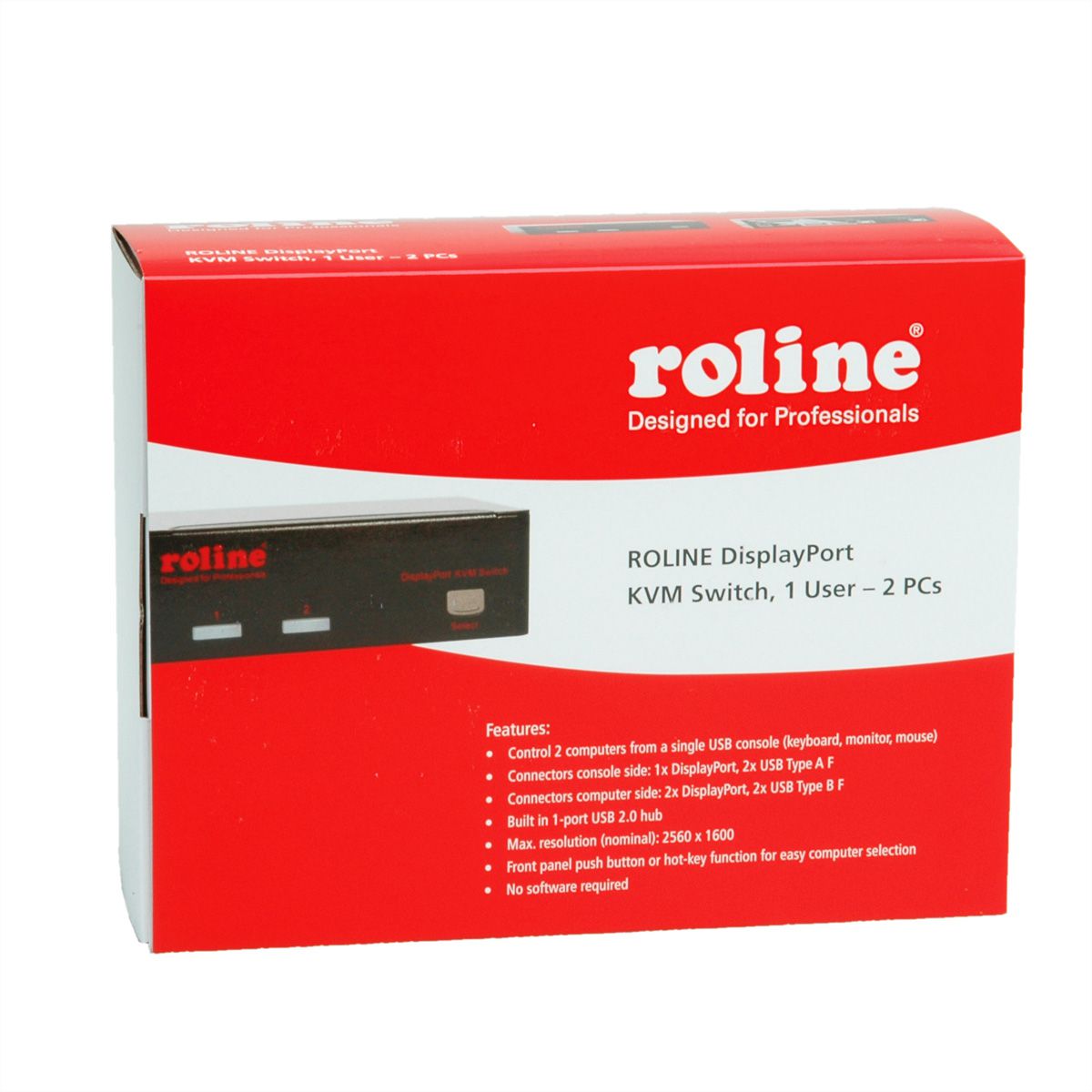 ROLINE KVM Switch, 1 User - 2 PCs, DisplayPort, with USB Hub - SECOMP ...