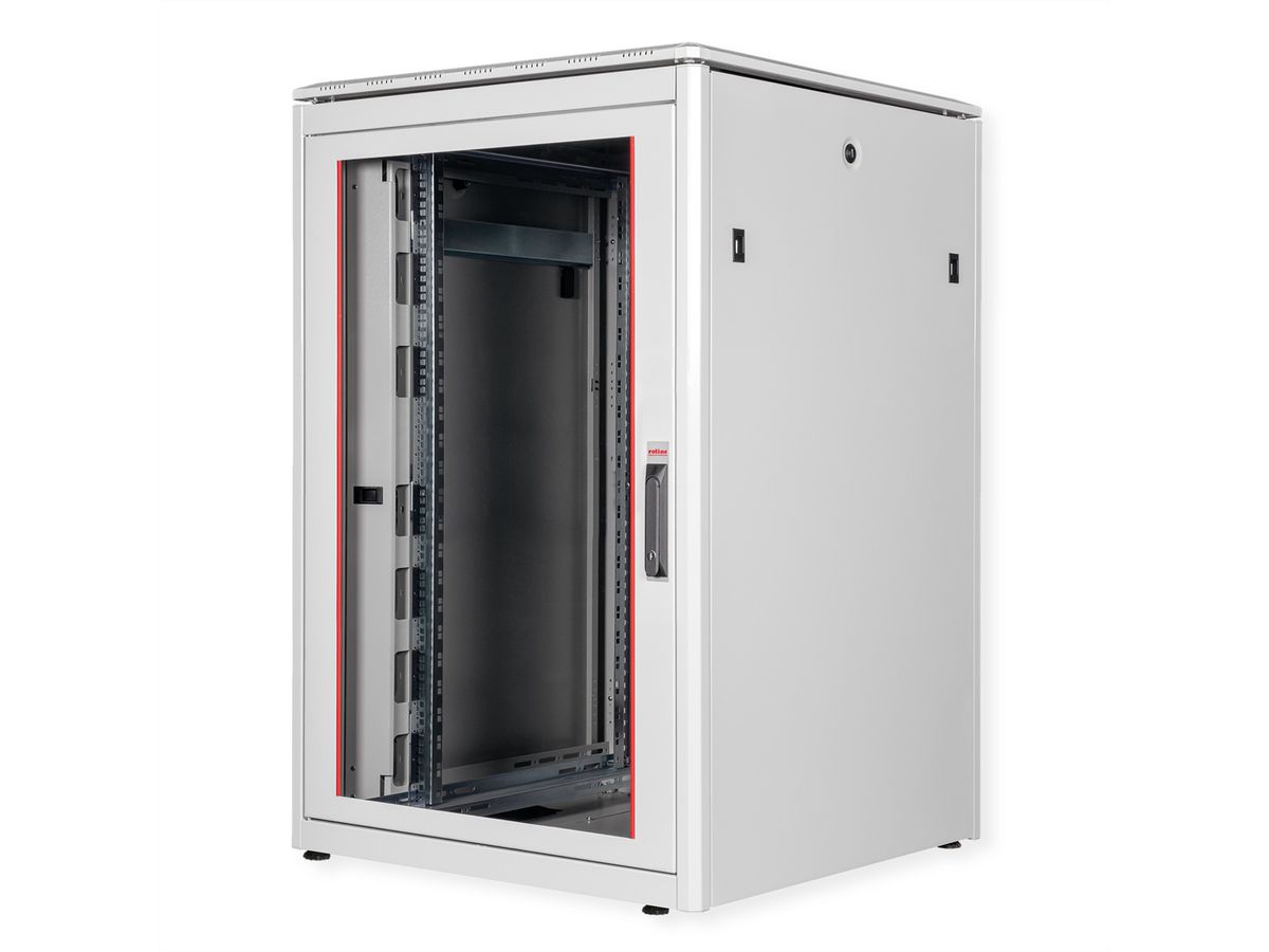 ROLINE 19-inch Network Cabinet Pro 22 U, 800x800 WxD glass door grey ...