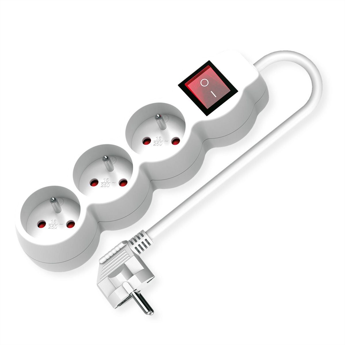 VALUE French Power Strip, 3-way, with illuminated Switch, white, 1.5 m ...